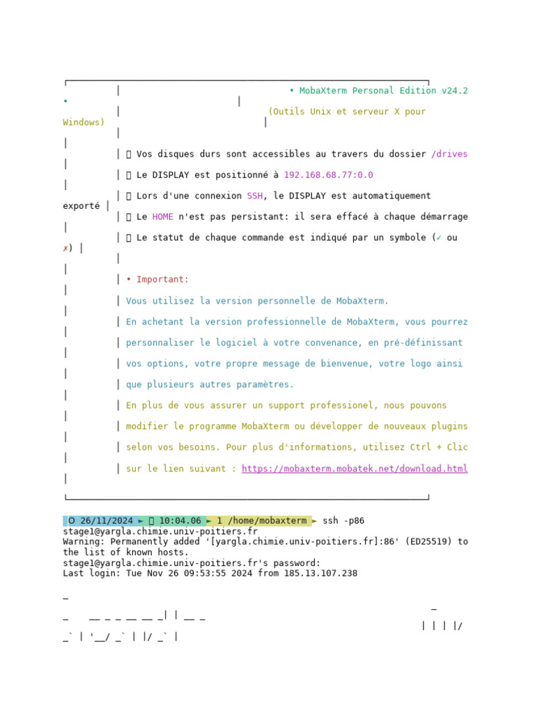MobaXterm Stage1@Yargla 20241126 101121 | PDF | Computing | System Software