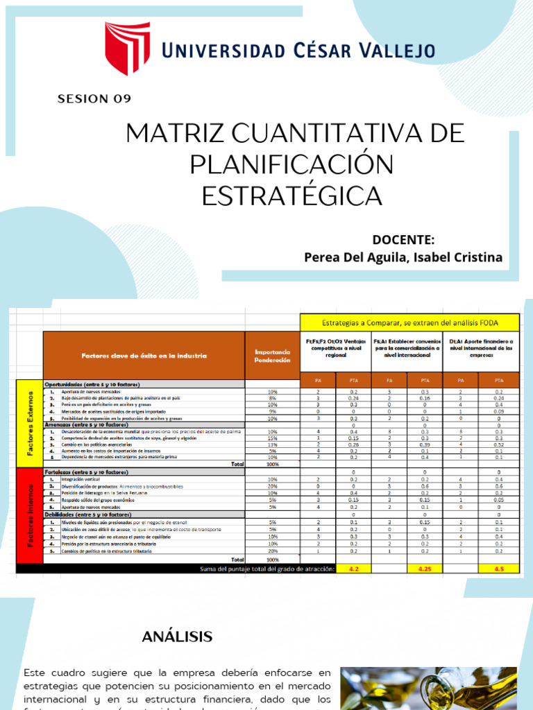 Matriz Cuantitativa de Planificación Estratégica | PDF