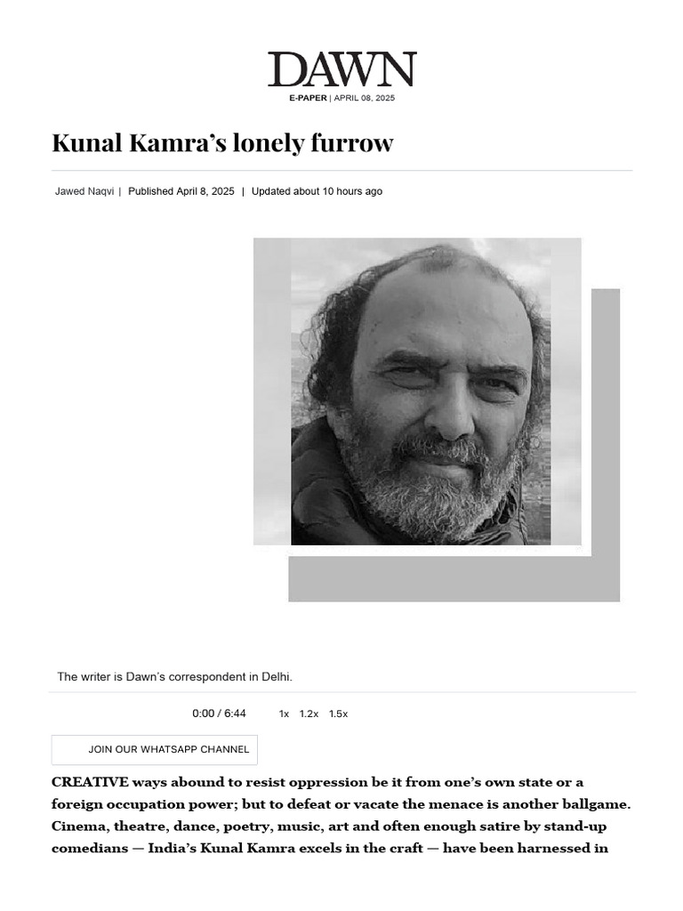 Kunal Kamra's Lonely Furrow - Newspaper | PDF