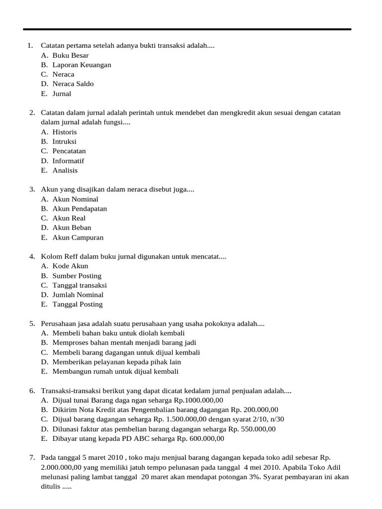 LATIHAN SOAL PADJM XII AKL | PDF