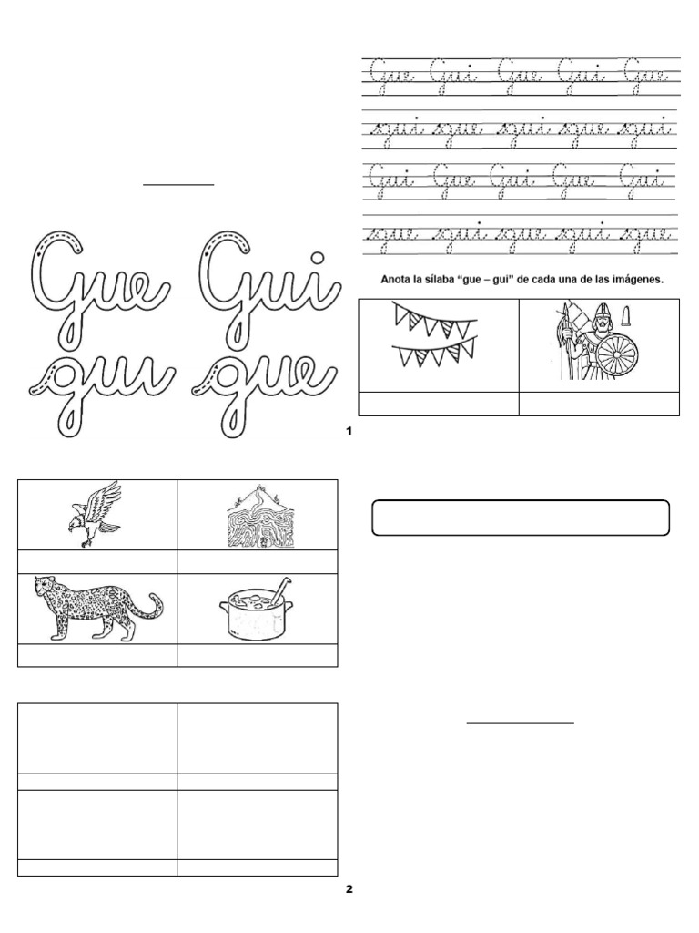 Lenguaje U2 Silabas Gue Gui | PDF | Alimentos | Cocina
