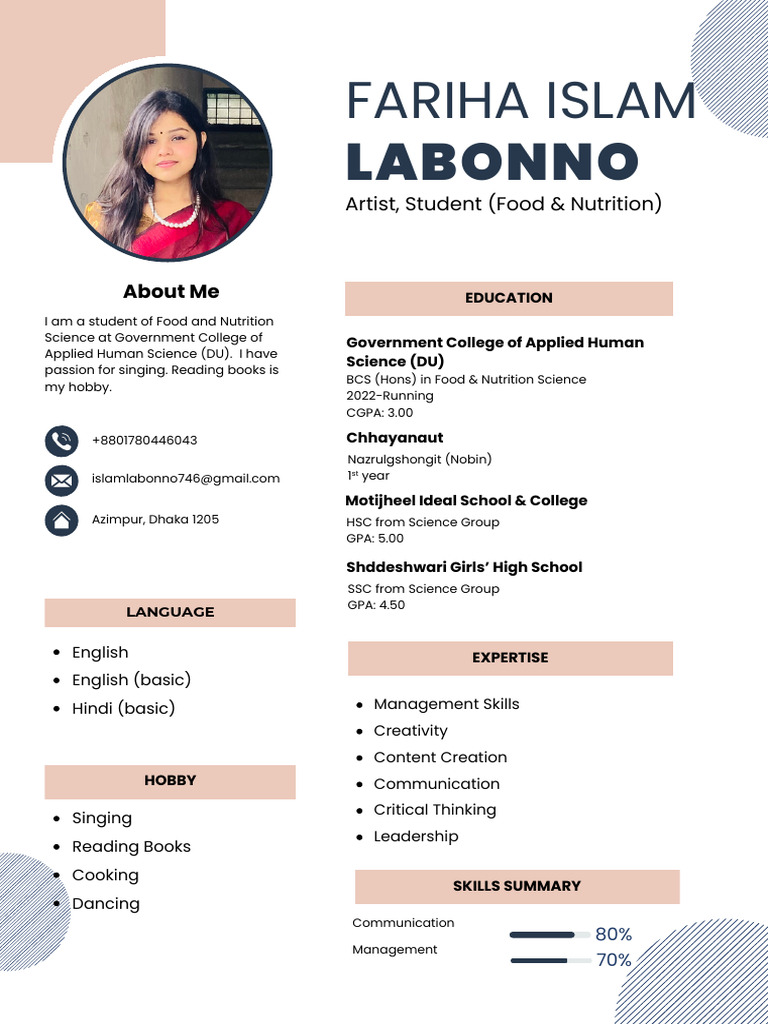 CV of Fariha Islam Labonno | PDF