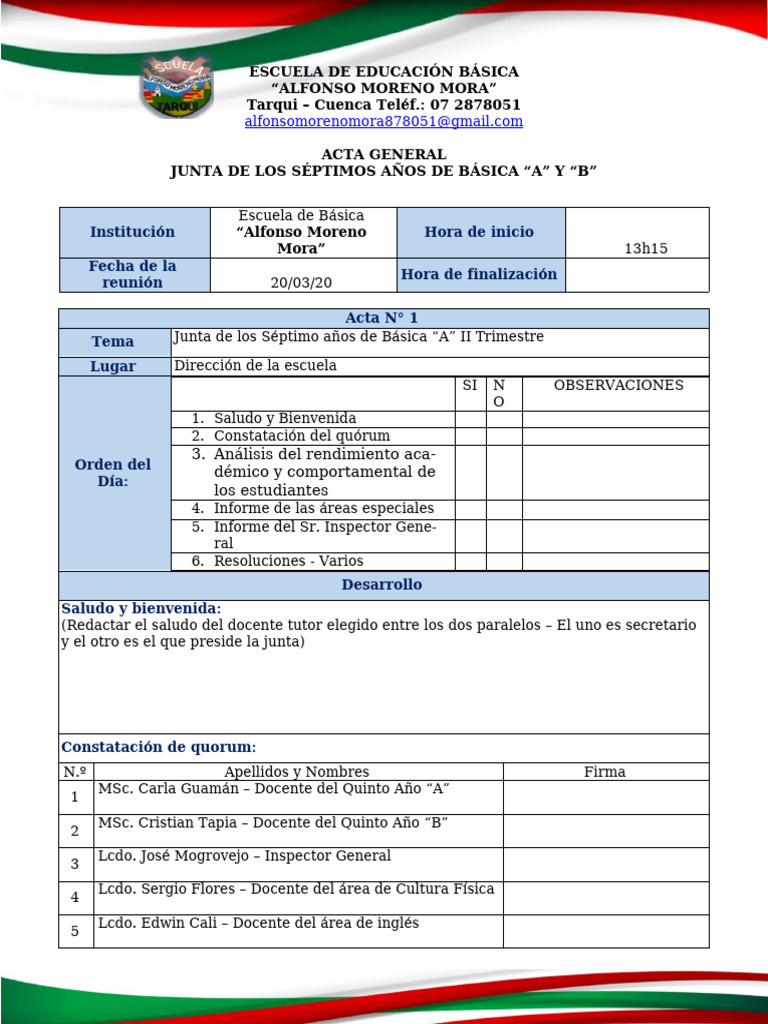 Amm Acta Junta Grados 2024 2025 | PDF | Aprendizaje