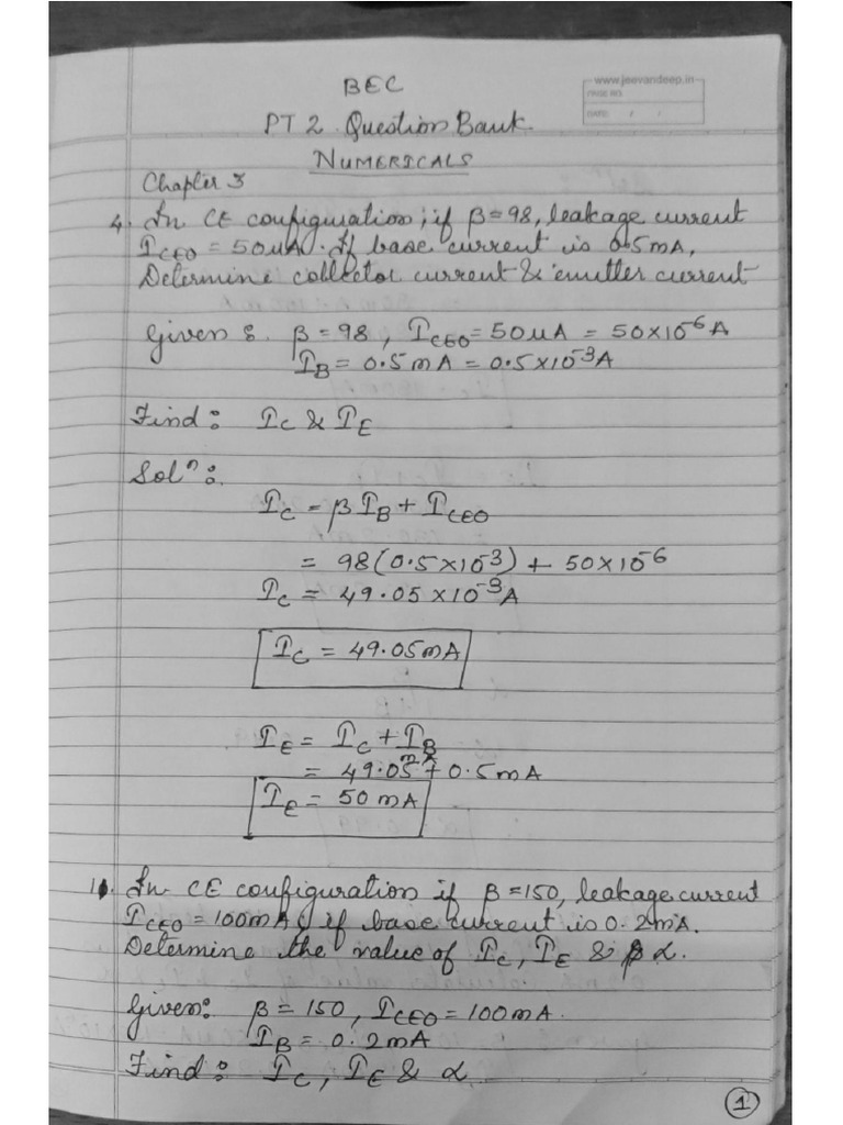 Solution For Numericals (PT2) | PDF