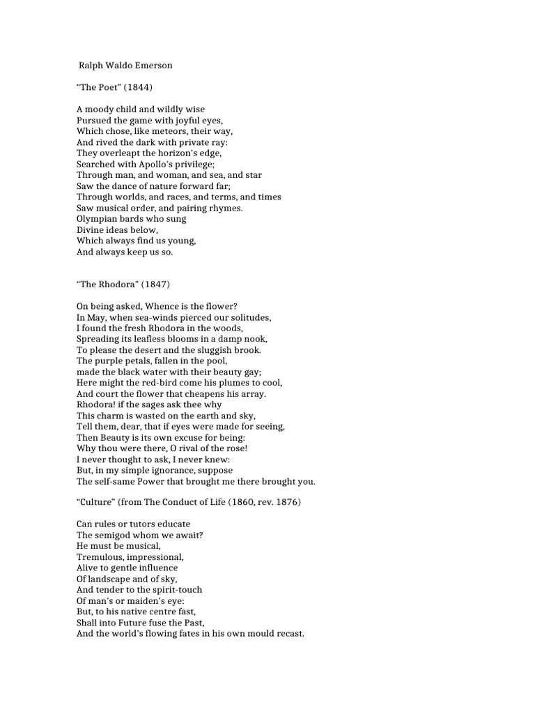Ralph Waldo Emerson-Three Poems | PDF