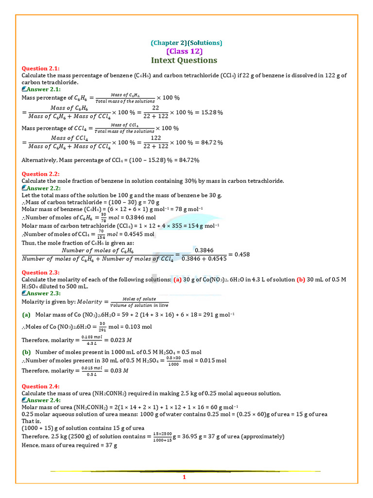 Chemistry Calculations and Solutions Guide | PDF | Mole (Unit) | Molar ...
