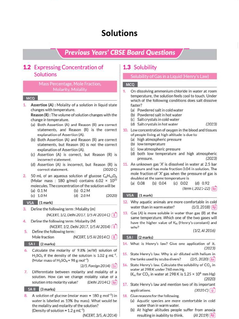 Solutions PYQ's | PDF