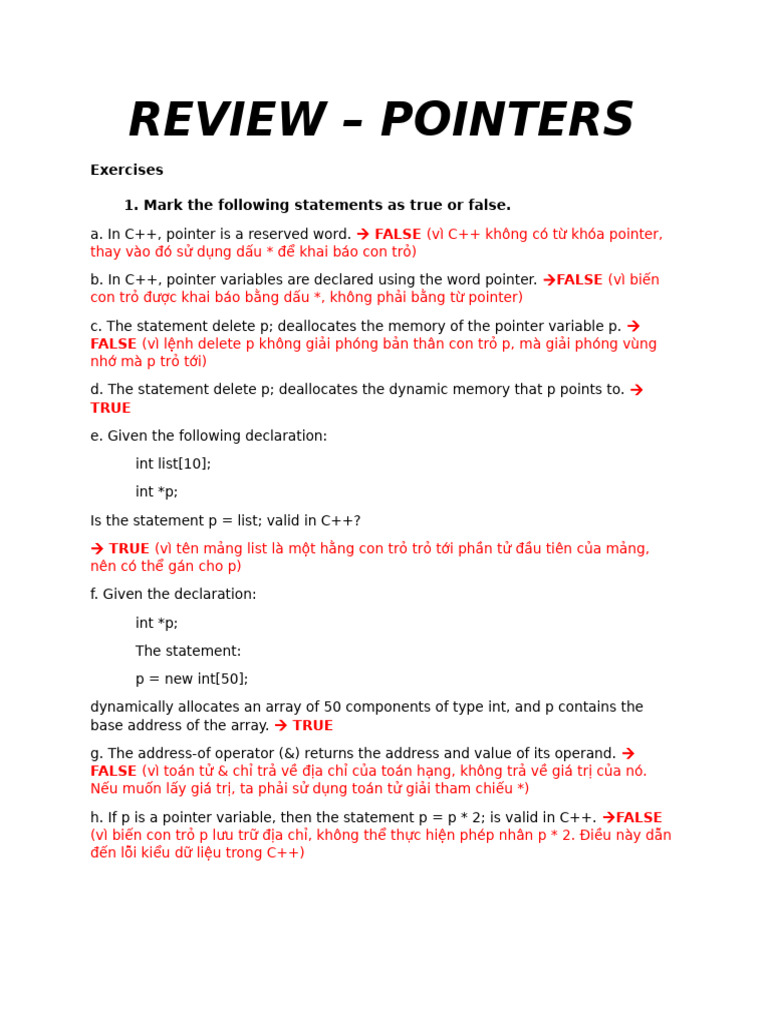 24120262DSA - Tuan 1 - REVIEW - Pointers | PDF