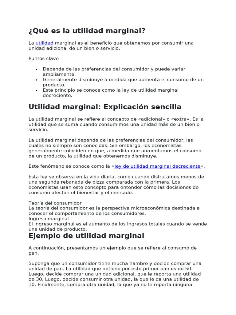 La Utilidad Marginal | PDF | Utilidad | Utilidad marginal