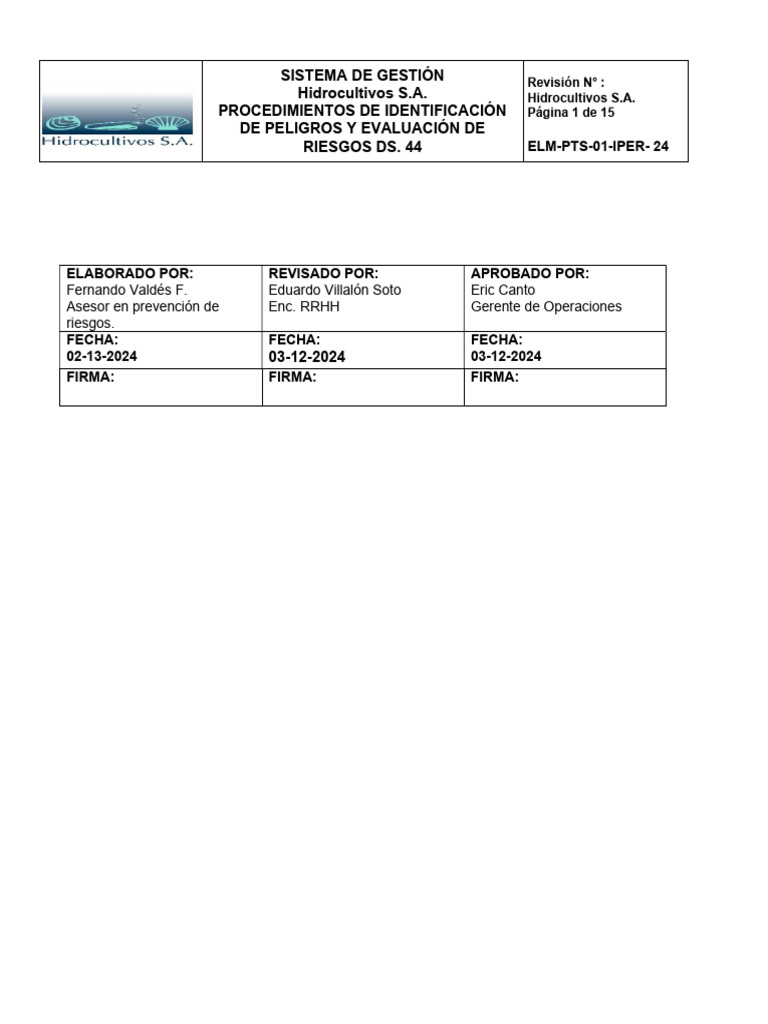 procedimiento realizar iper miper | PDF | Riesgo