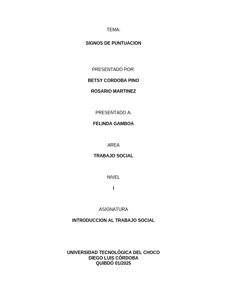 Signos de Puntuación en Trabajo Social | PDF | Trabajo Social | Entorno ...
