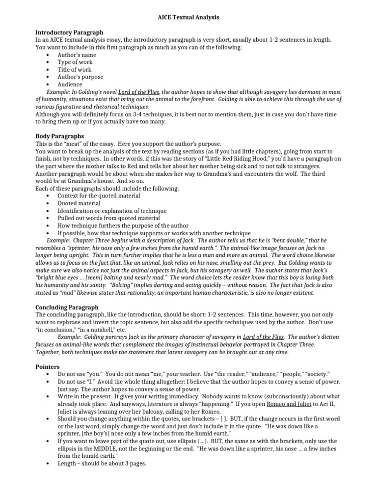 Aice Textual Analysis | PDF | Ellipsis | Paragraph