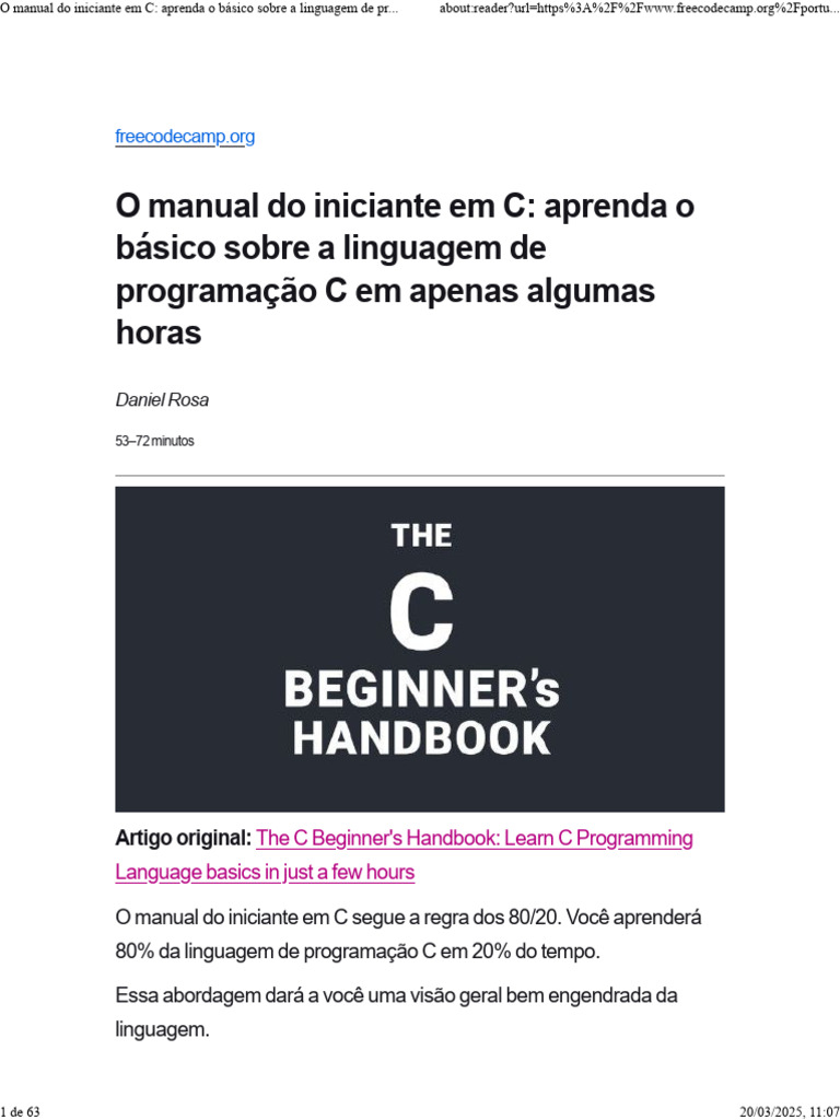 O Manual Do Iniciante em C - Aprenda o Básico Sobre A Linguagem de ...
