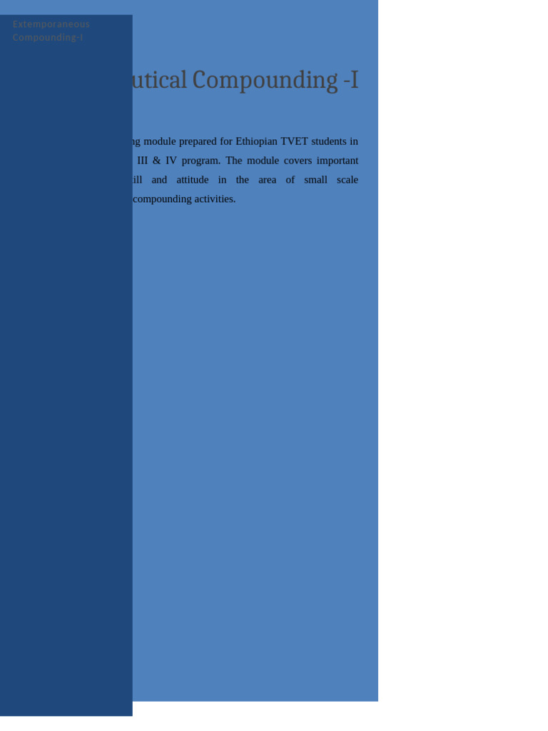 Pharmaceutical Compounding I Learning Module | PDF | Medical ...