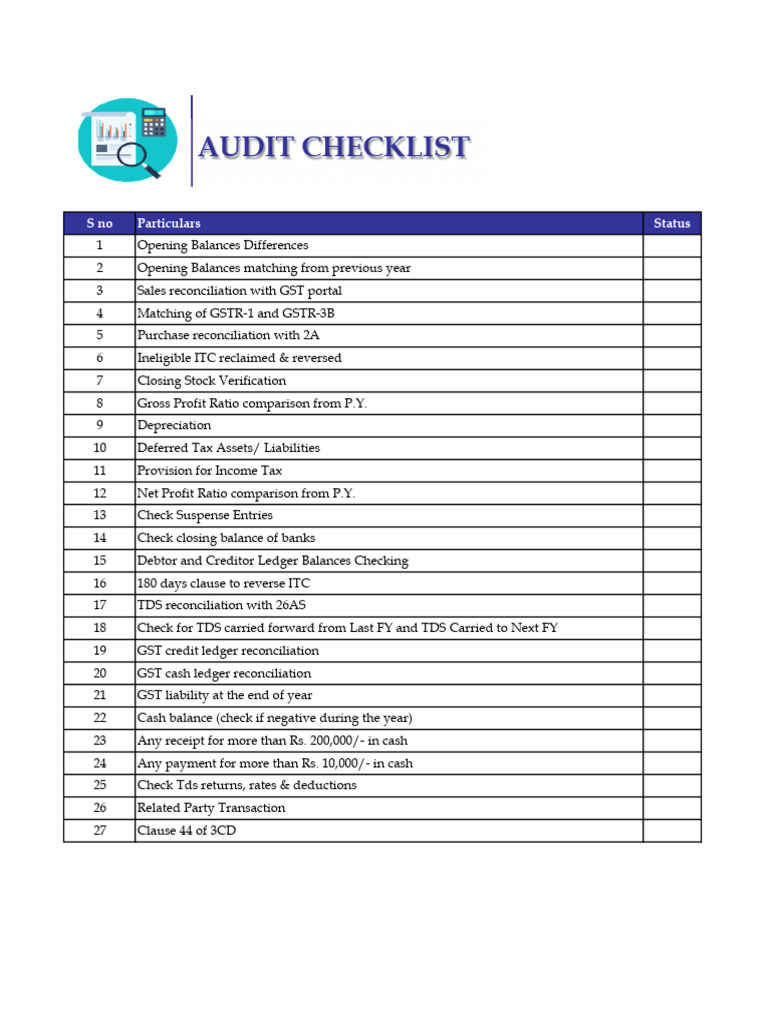 Audit Checklist Pdf