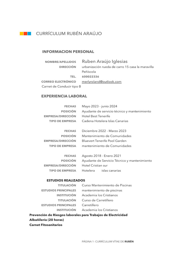 Currículum Rubén | PDF