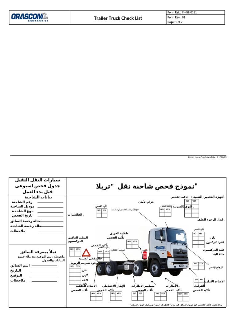 0181-Trailer Truck Check List | PDF