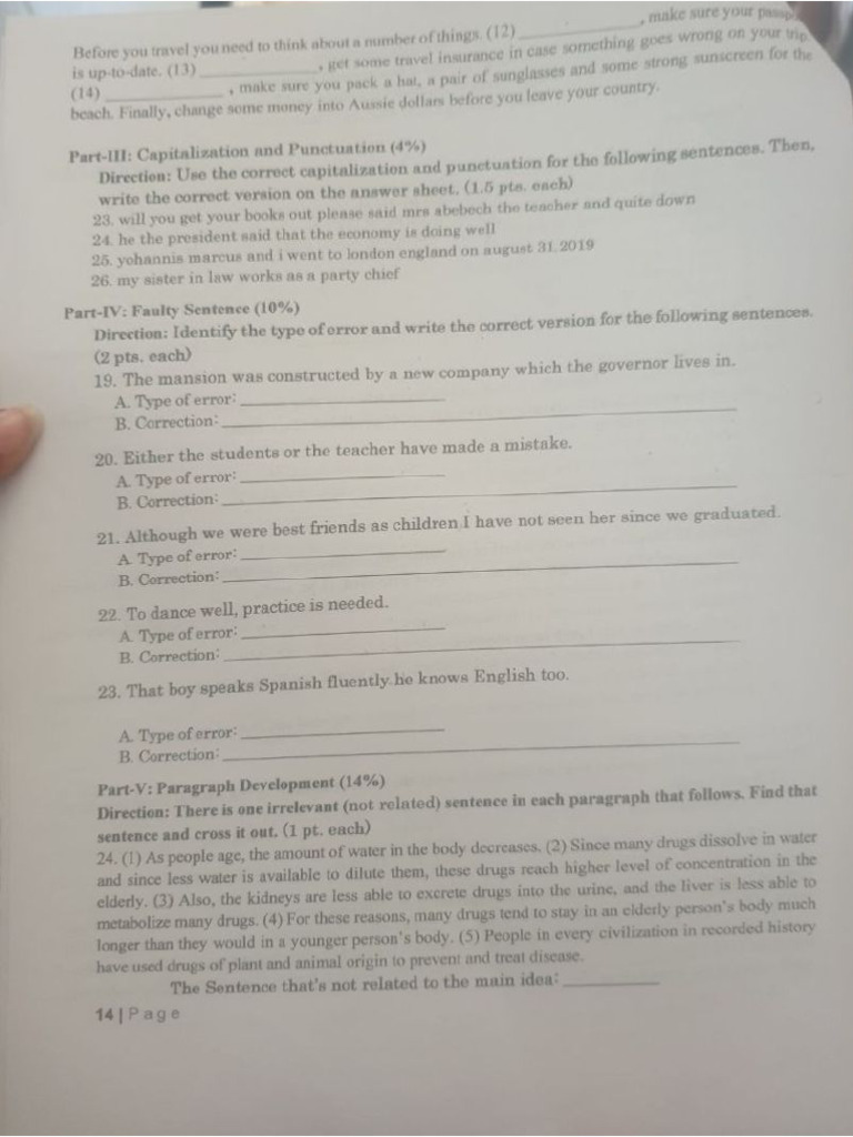 Writing Skill Mid & Final Exam | PDF