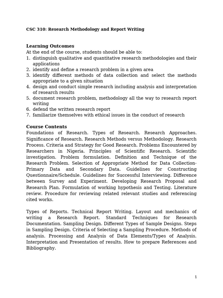 CSC_310_Course Lecture Note -2025 | PDF | Methodology | Science