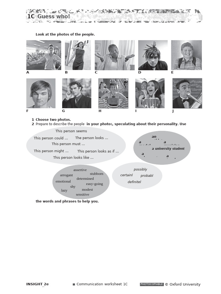 Insight2e - Int - Comm - Worksheet - 1c Task | PDF