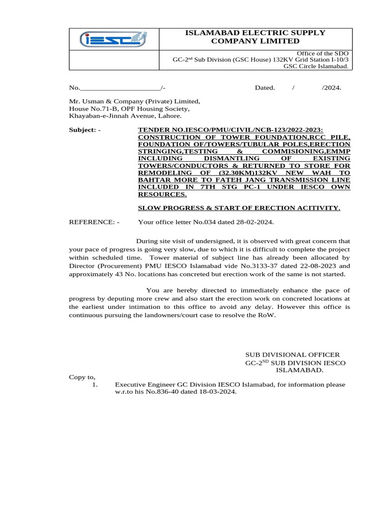 Letters GC-2nd Slow Progress | PDF | Electrical Engineering | Electric ...