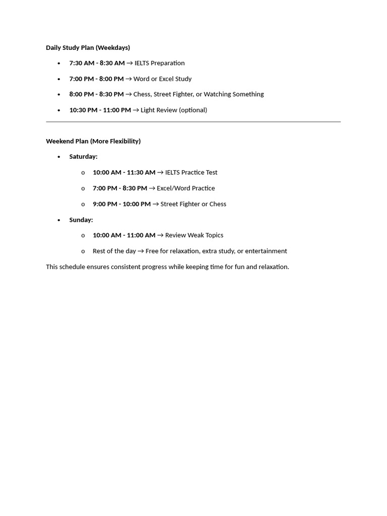 IELTS Study Plan and Daily Routine | PDF