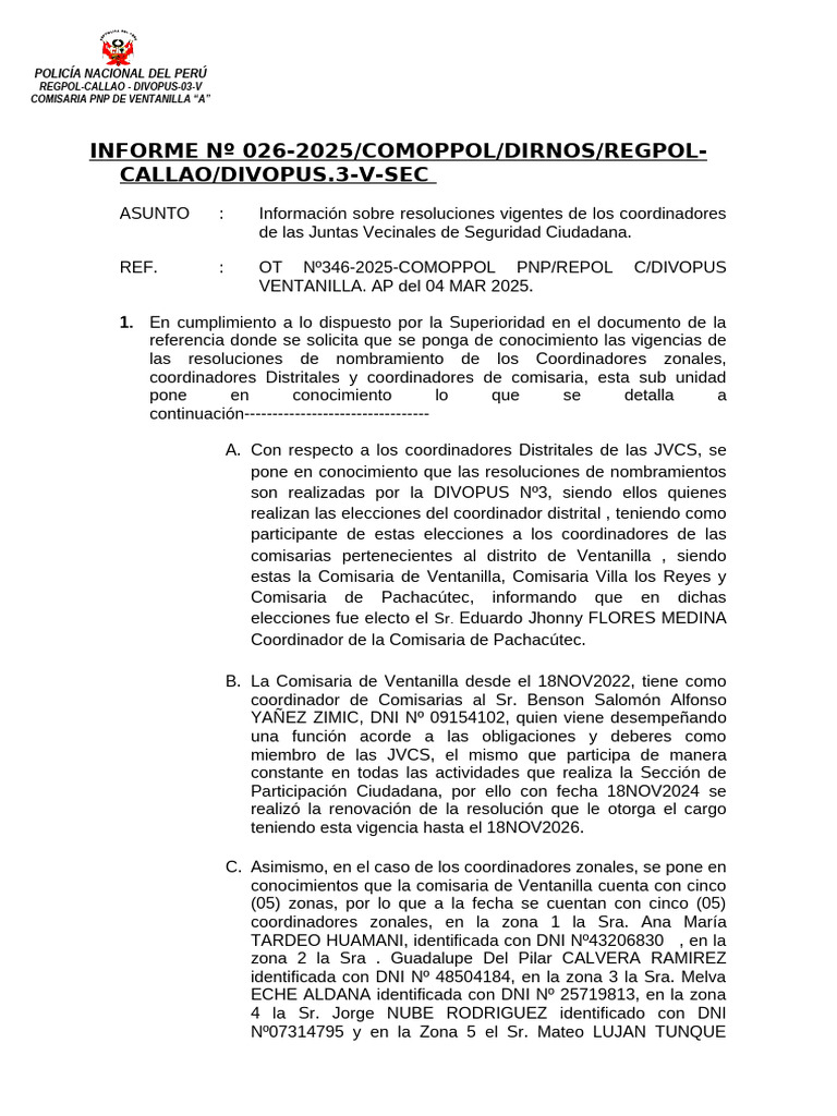 Informe Juntas Vecinales Coordinadores | PDF | Gobierno