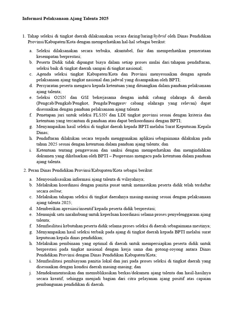 Panduan Lomba Ajang Talenta 2025 | PDF