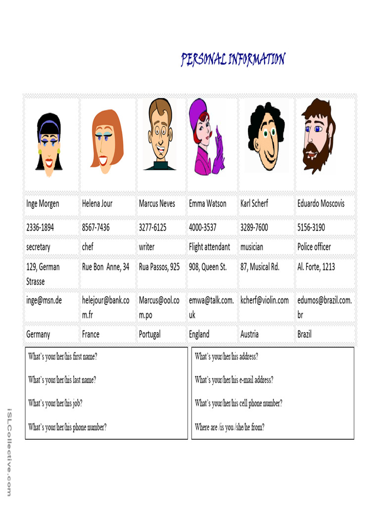 Personal Information Directory | PDF