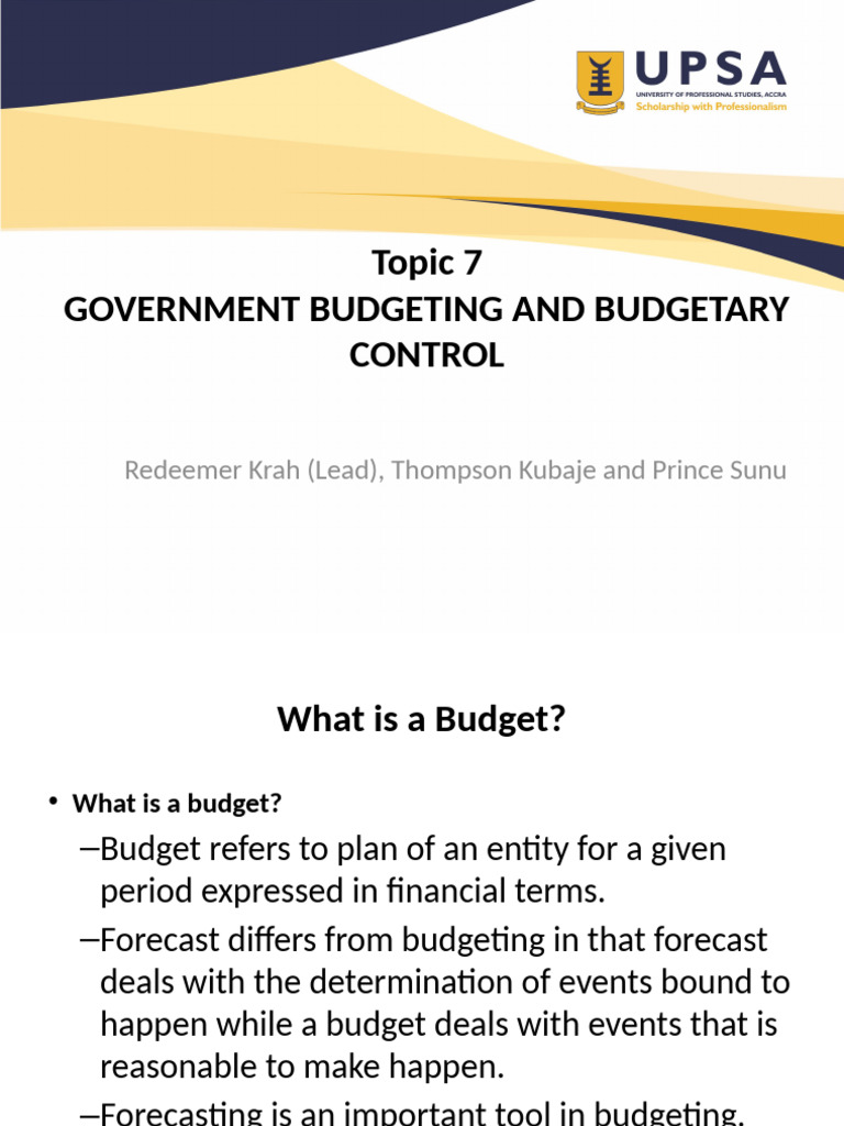 LESSON 7- GOVERNMENT BUDGETING AND BUDGETARY CONTROL | PDF | Budget ...
