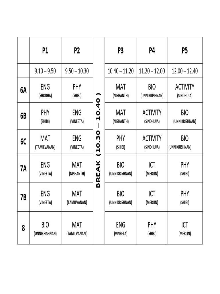 Tva Online Class Time Table | PDF