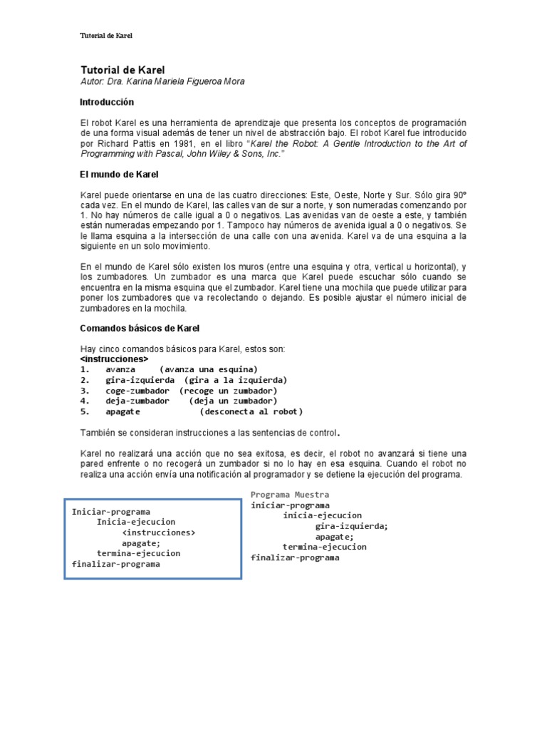 Tutorial Karel | PDF | Toma de decisiones | Lenguaje de programación