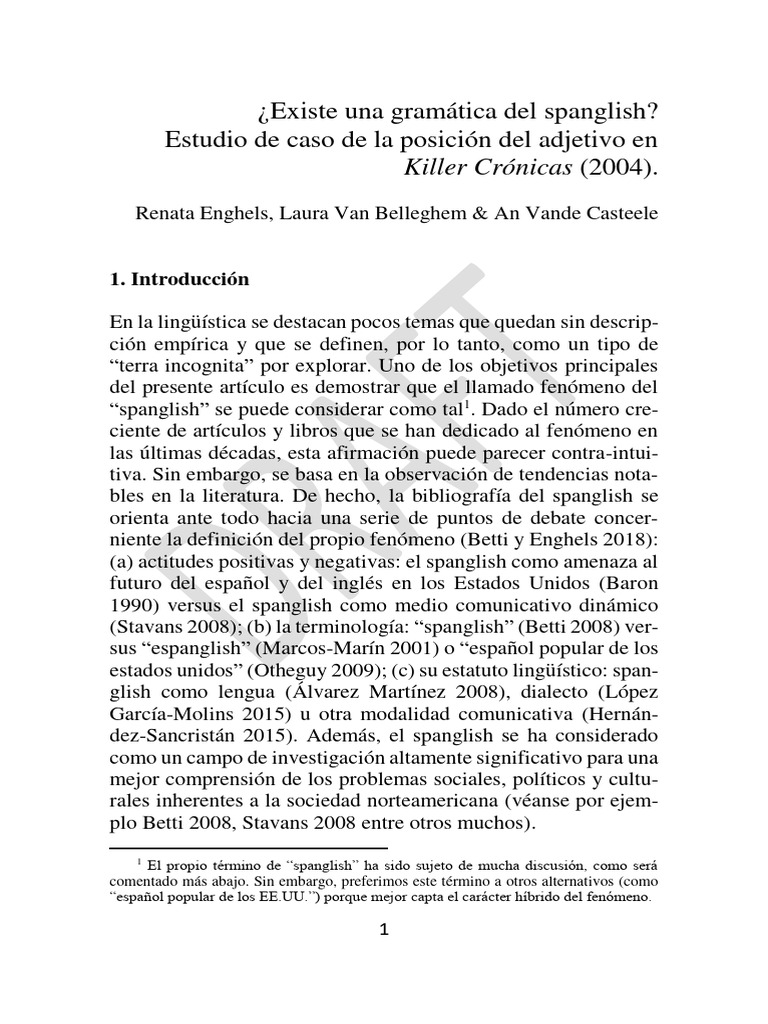 Existe Una Gramática Del Spanglish | PDF | Adjetivo | Multilingüismo