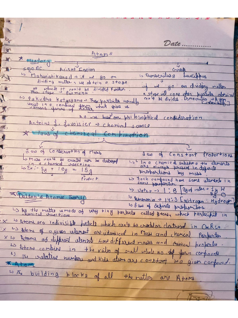 Atoms and Molecules Notes | PDF