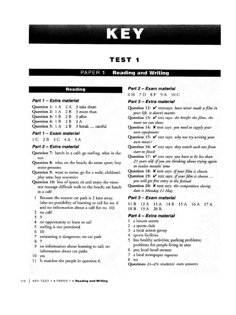 PET-Exams-Extra-KEY | PDF