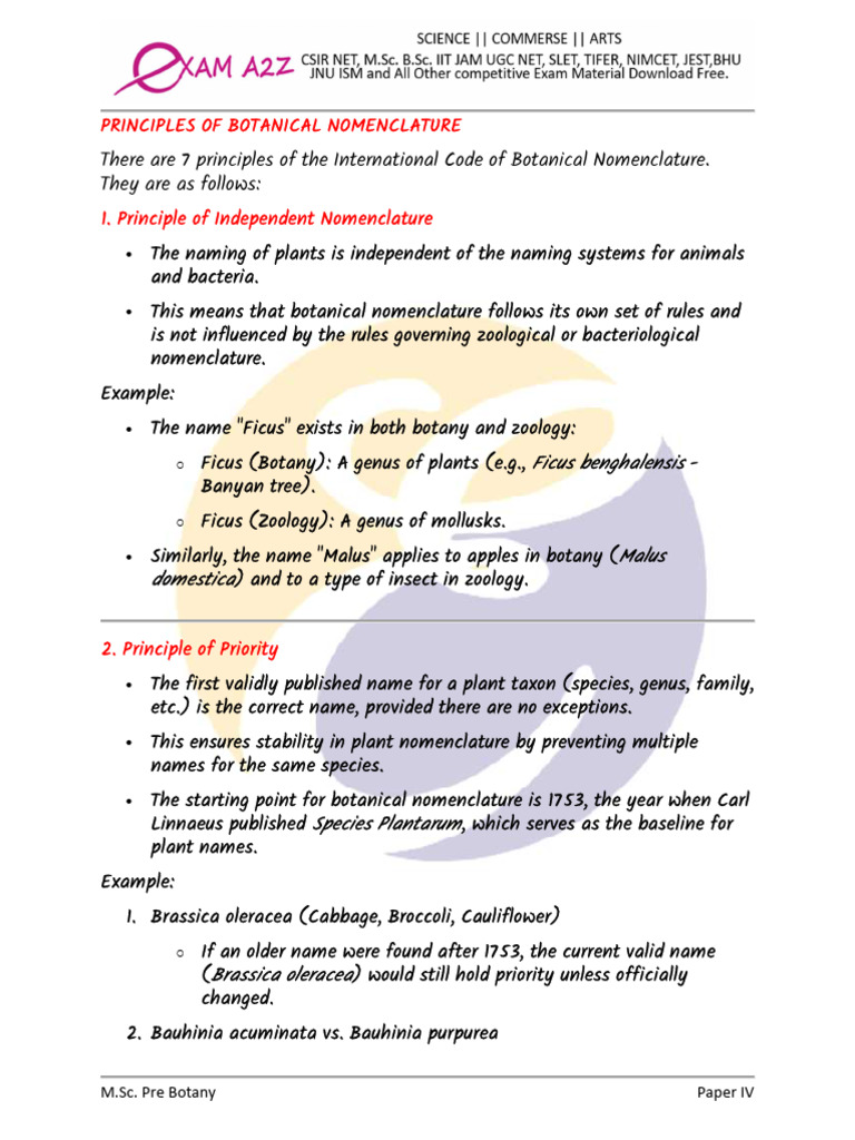 Principles of Botanical Nomenclature | PDF | Genus | Scientific ...