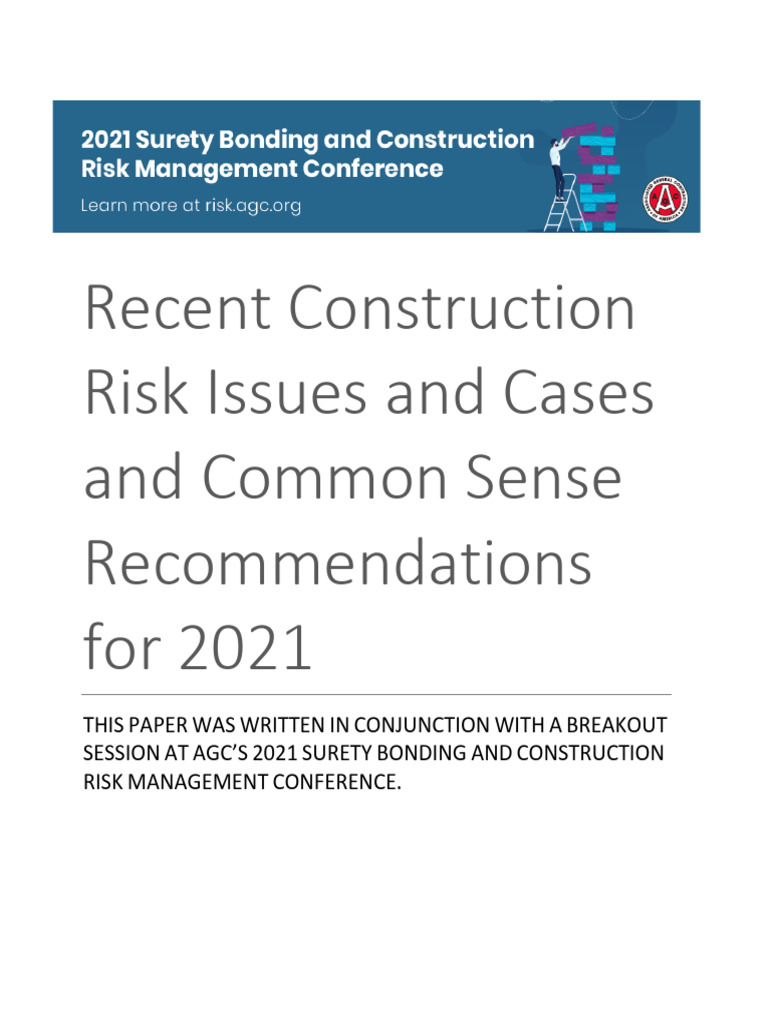 2021 Construction Risk Issues Overview | PDF | Employment | Negligence