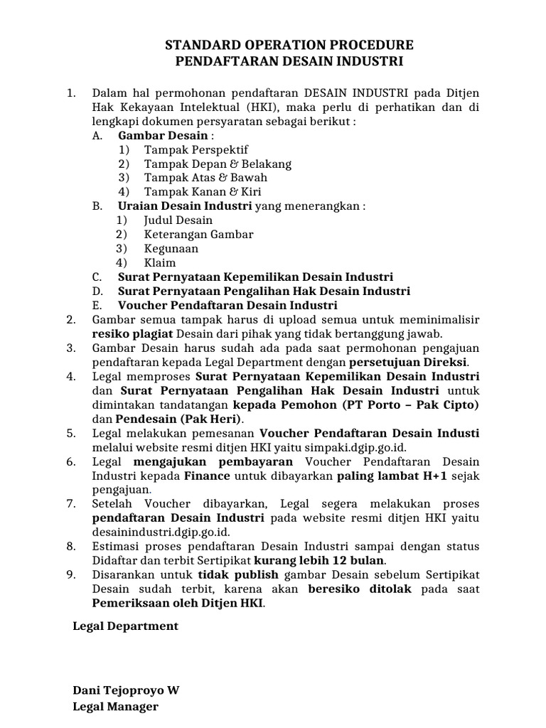 ALUR & SOP DESAIN INDUSTRI | PDF