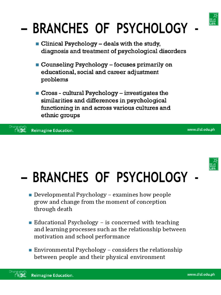 M1.1 Branches of Psychology | PDF