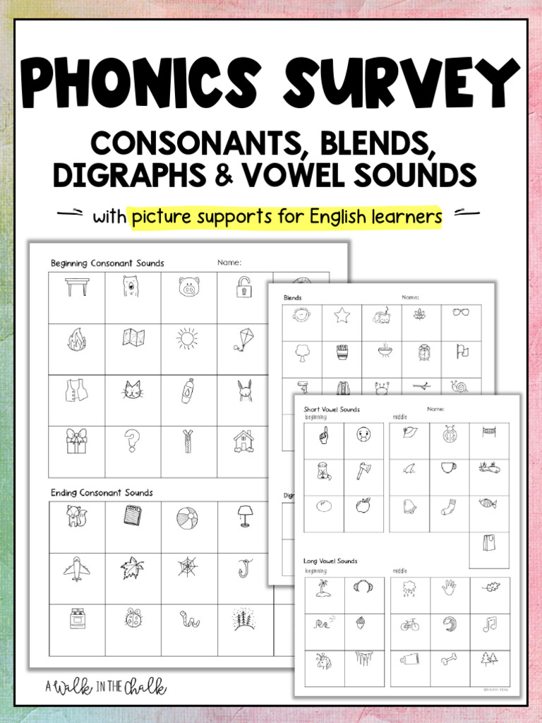 Consonants, Blends, Digraphs & Vowel Sounds: Phonics Survey | PDF ...