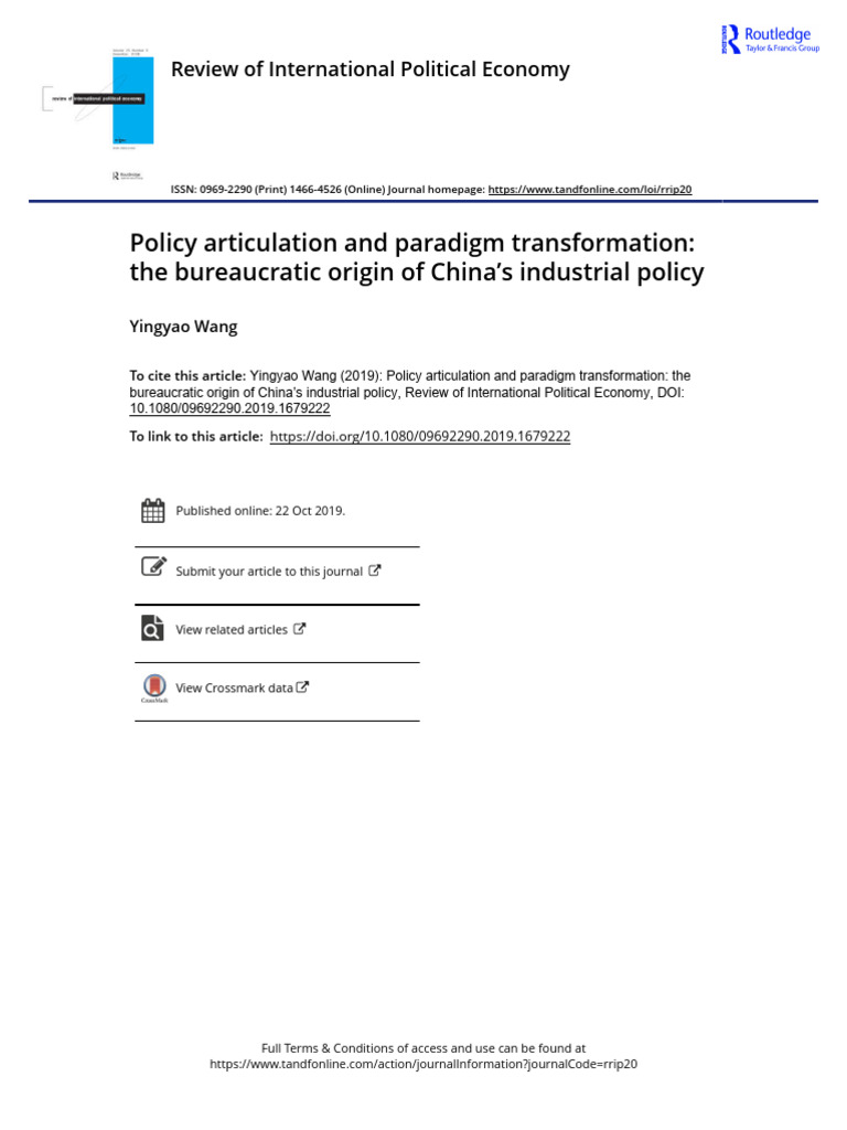 Apr7 - Policy Articulation and Paradigm Transformation - The Bureaucratic Origin of China's ...