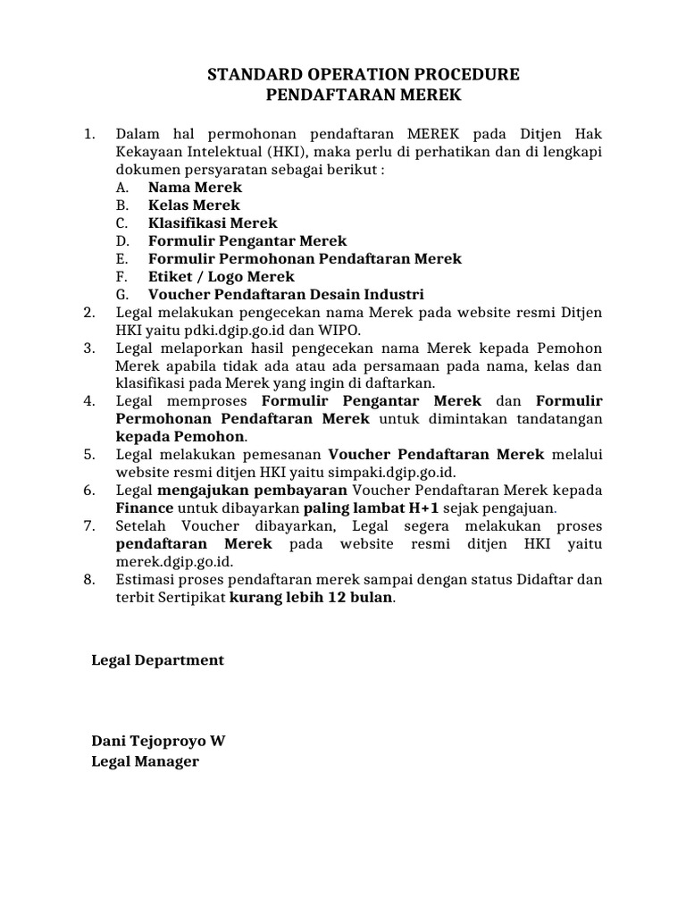 Alur & Sop Merek | PDF