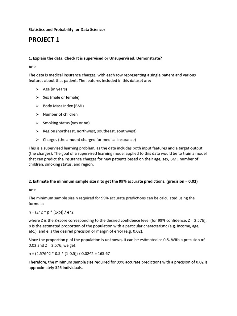 Statistics and Probability PROJECT 1 | PDF | Dependent And Independent Variables | Linear Regression