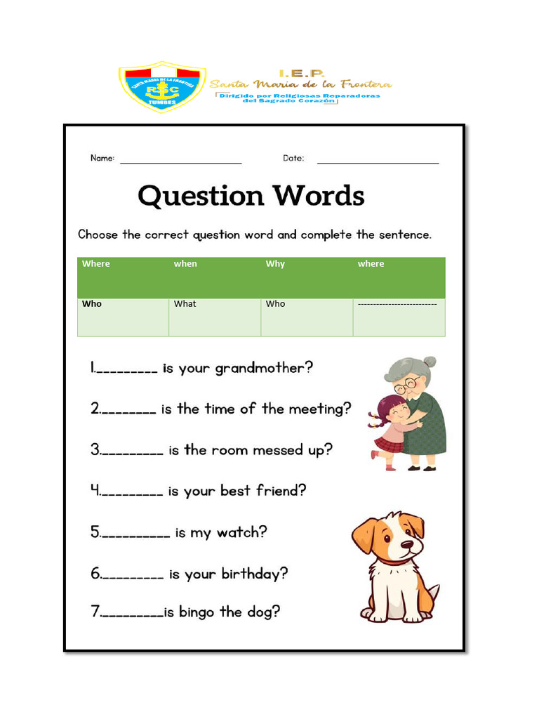 Worksheet Question Words 1 Secc | PDF