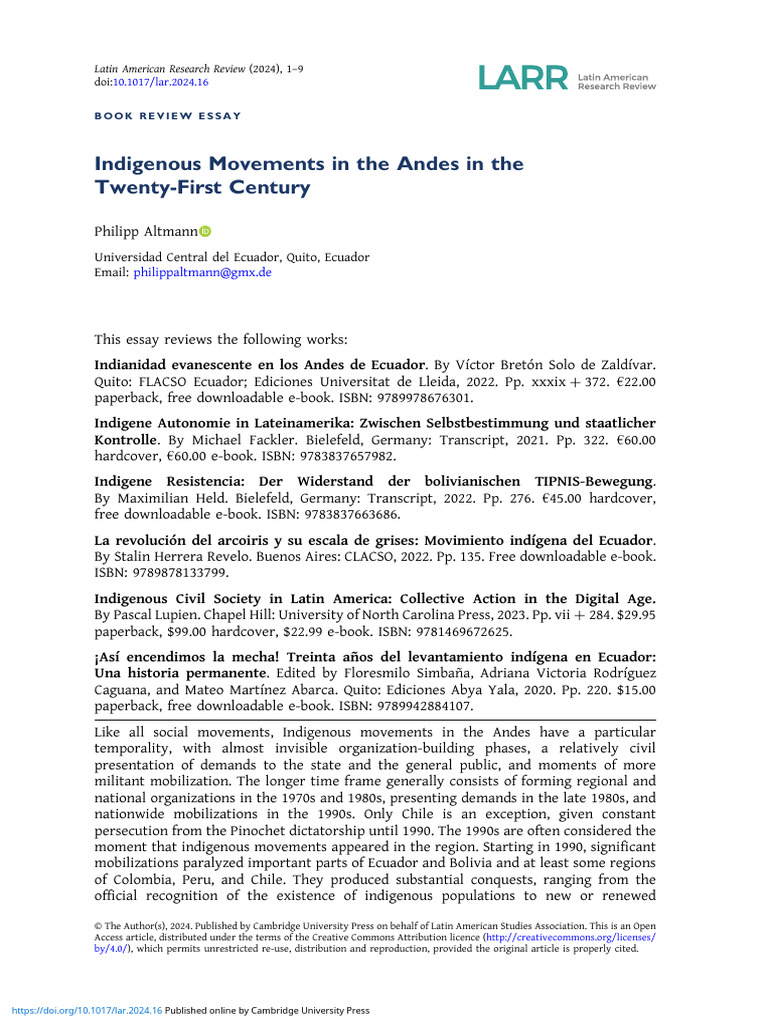 Indigenous Movements in The Andes in The Twenty-Fi | PDF | Bolivia | Latin America