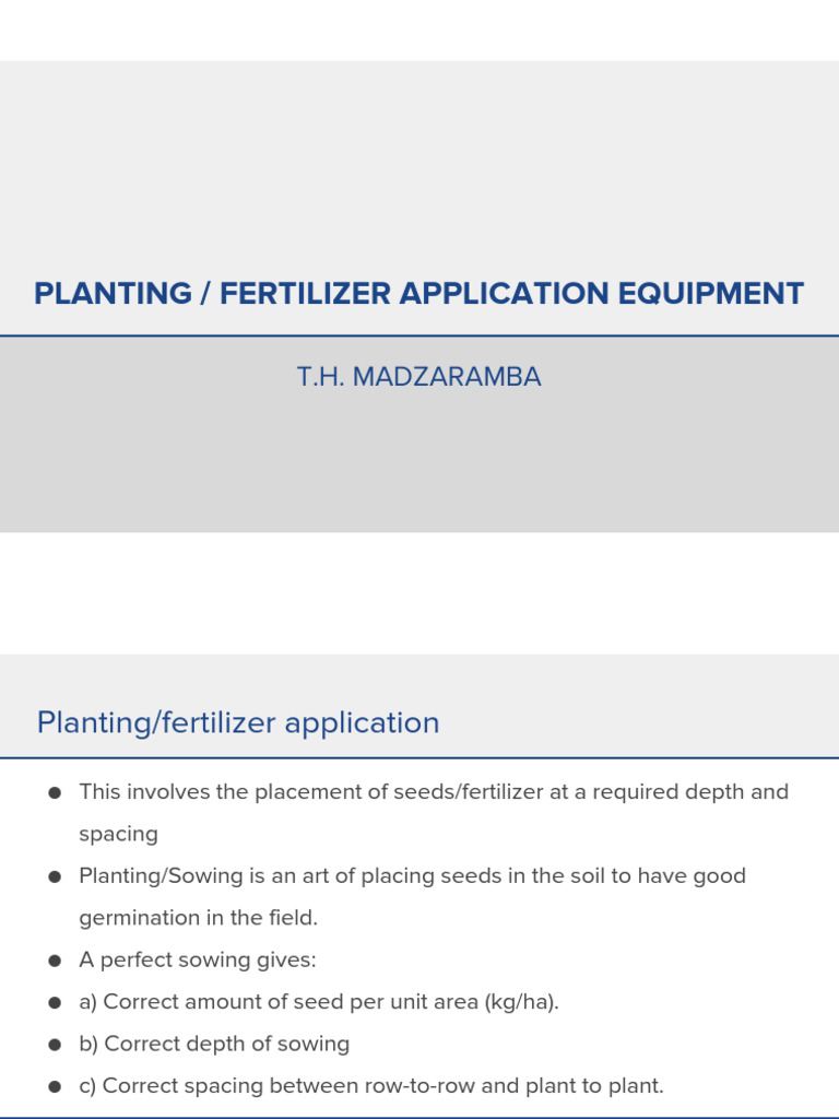 Planting Fertilizer Application Equipments SV | PDF | Sowing | Cereals