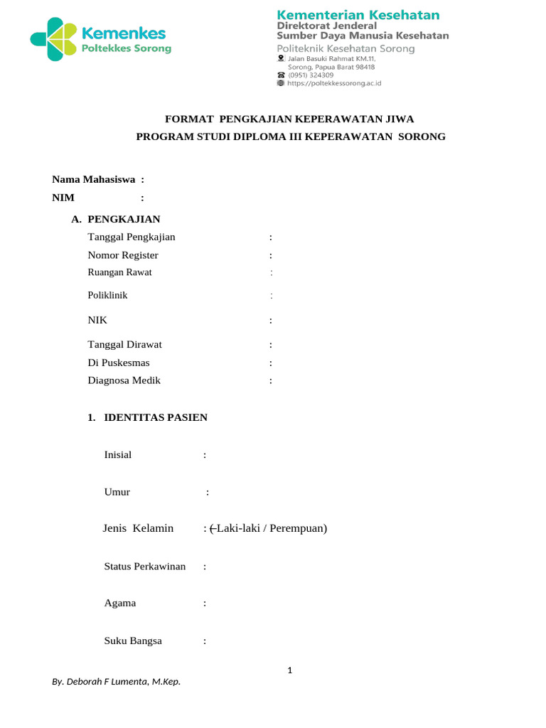 Format Pengkajian Keperawatan Jiwa | PDF