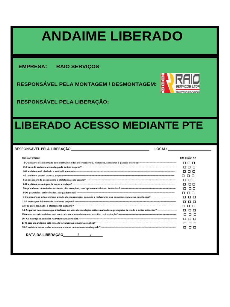 Placa de Andaime Verde Raio | PDF | Andaime