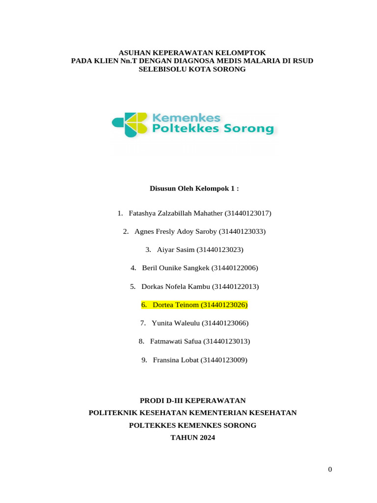 ASKEP MALARIA FALCIPARUM klmpk 1 | PDF