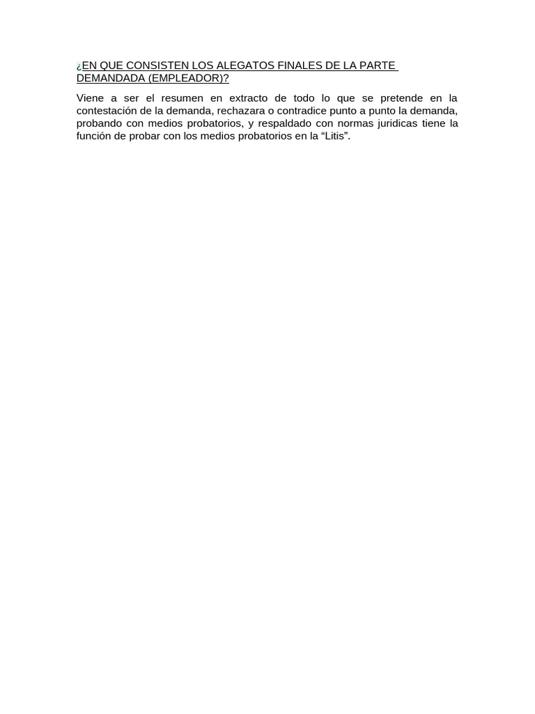 En Que Consisten Los Alegatos Finales de La Parte Demandada | PDF